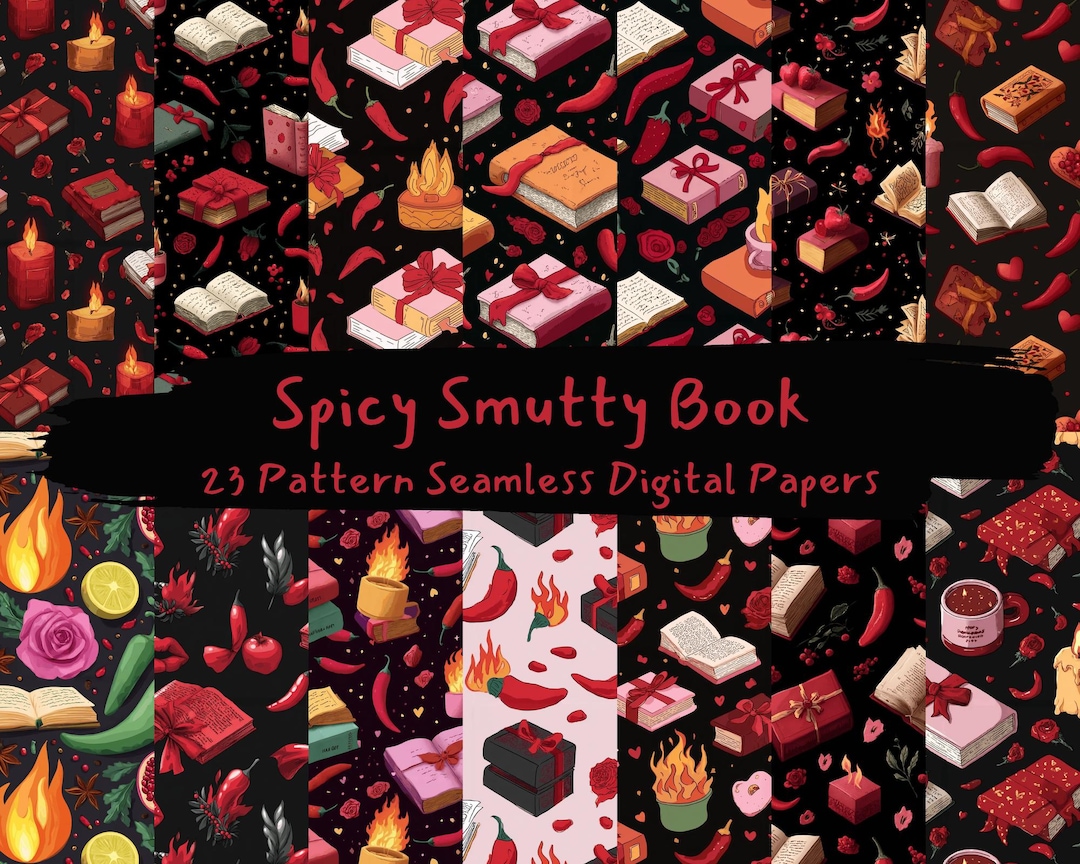 Spicy Smutty Book Pattern Seamless Digital Papers - Printable Scrapbook ...