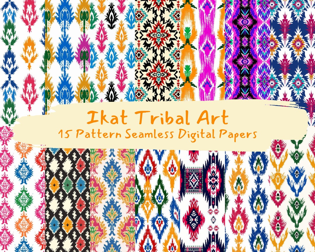 Ikat Tribal Art Pattern Seamless Digital Papers - Printable Scrapbook ...