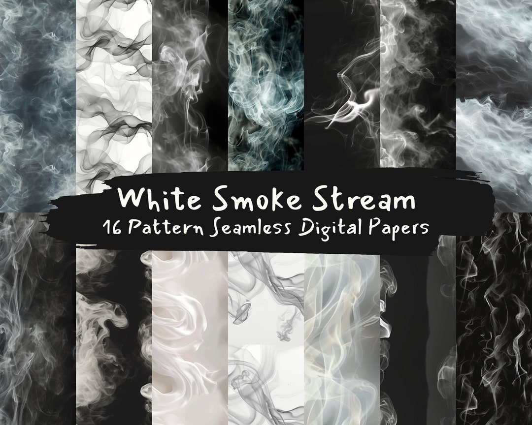 White Smoke Stream Pattern Seamless Digital Papers - Printable ...