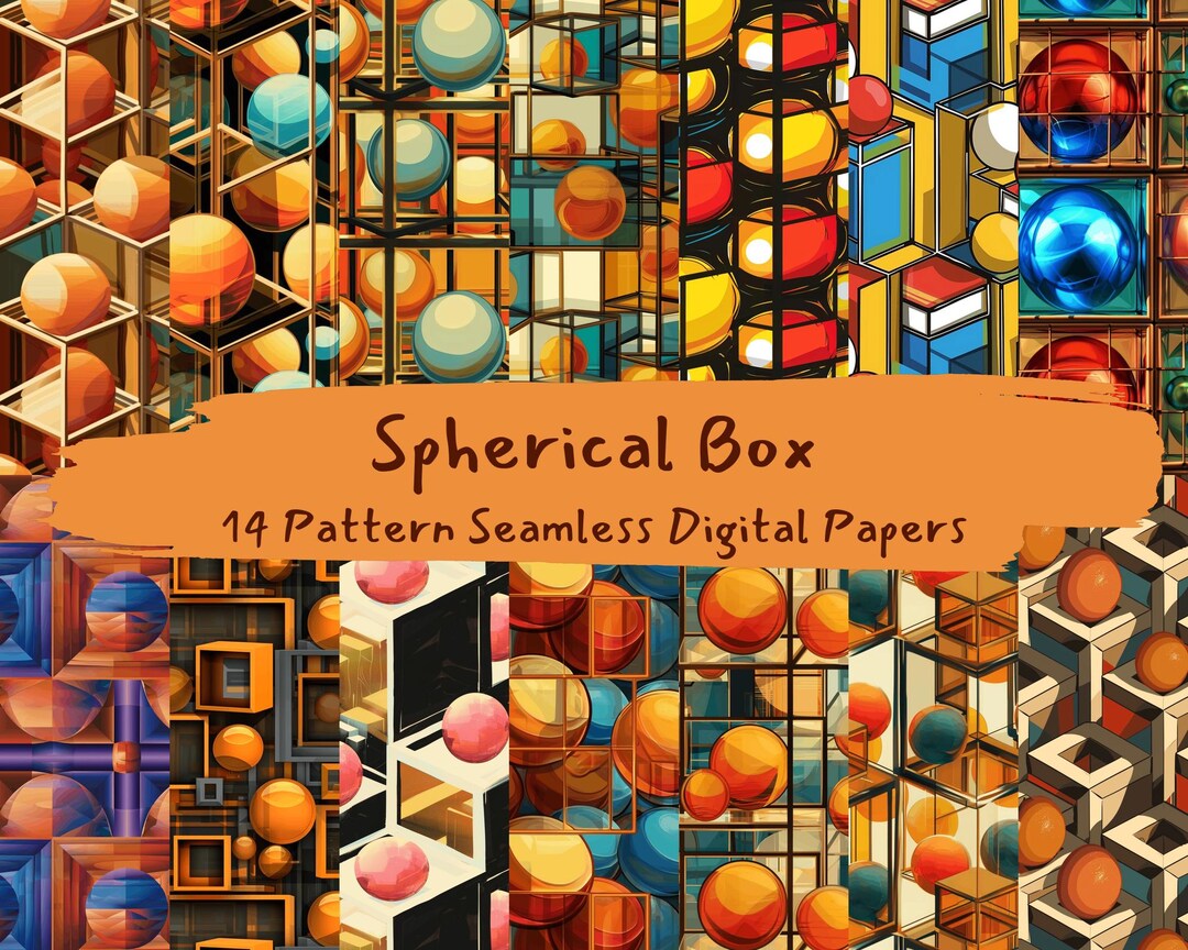 Spherical Box Pattern Seamless Digital Papers - Printable Scrapbook ...