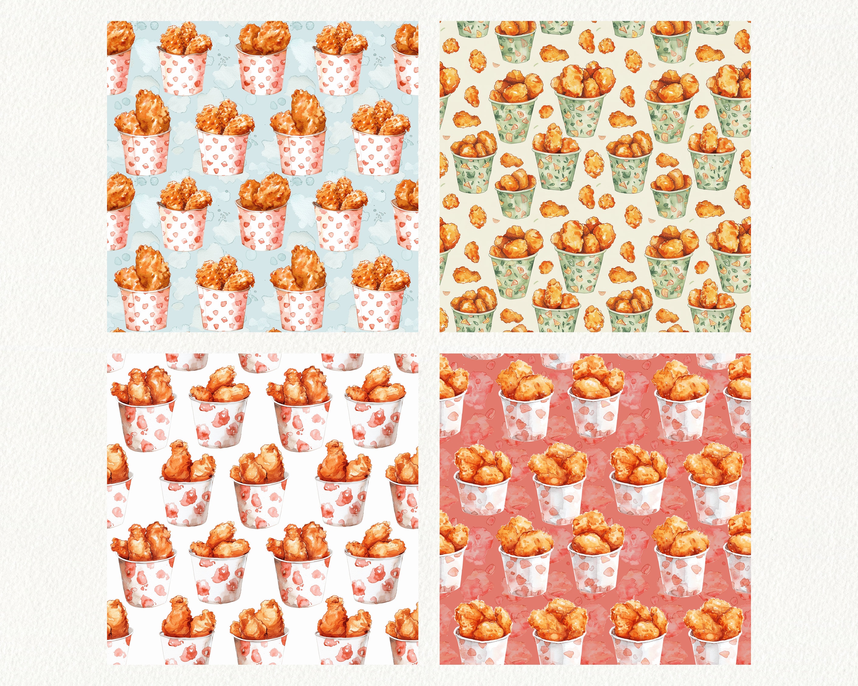Fried Chicken Buckets Pattern Seamless Digital Papers - Printable ...
