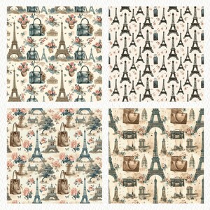 Vintage Paris Pattern Seamless Digital Papers - Printable Scrapbook ...