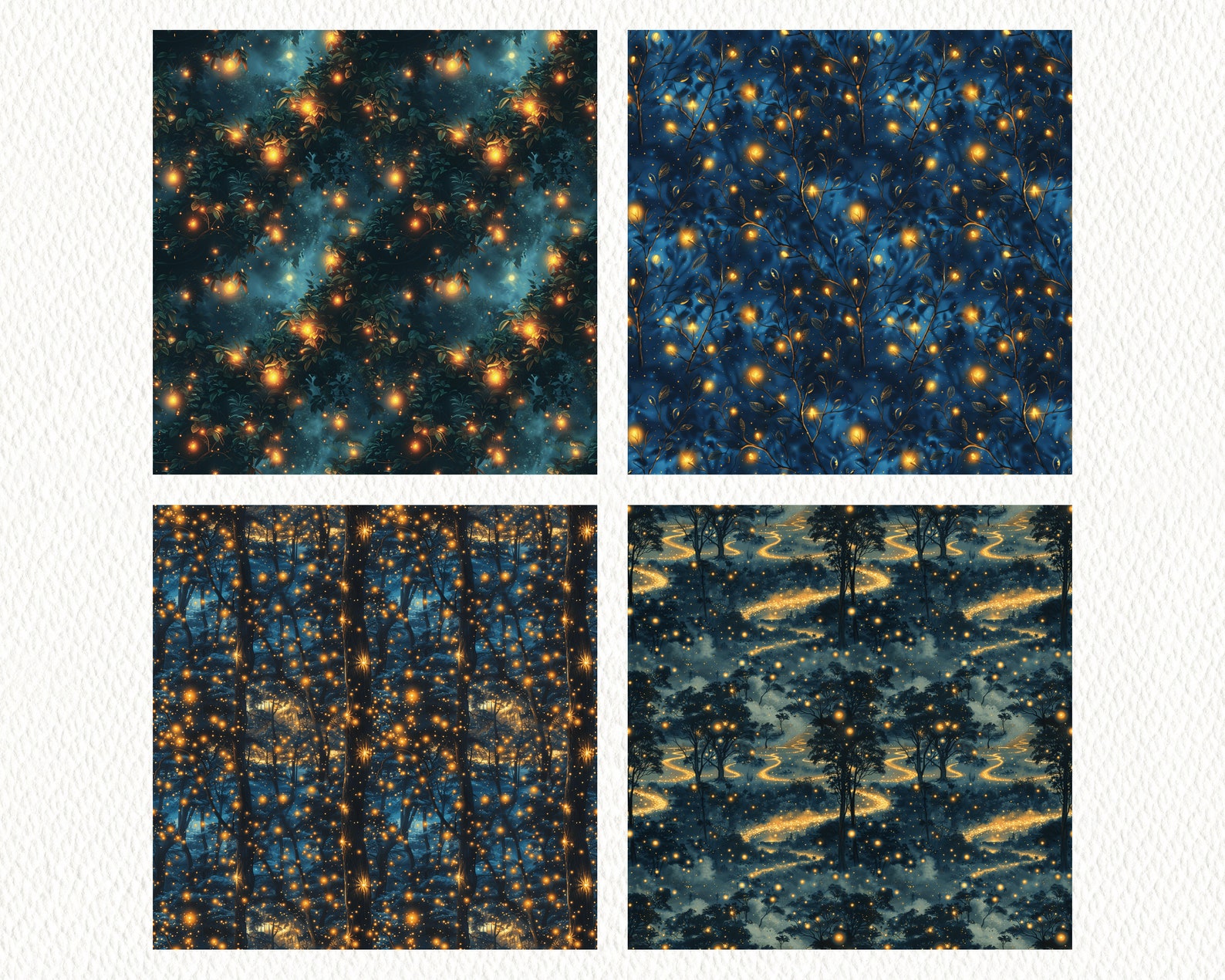 Glowing Fireflies Pattern Seamless Digital Papers - Printable Scrapbook ...