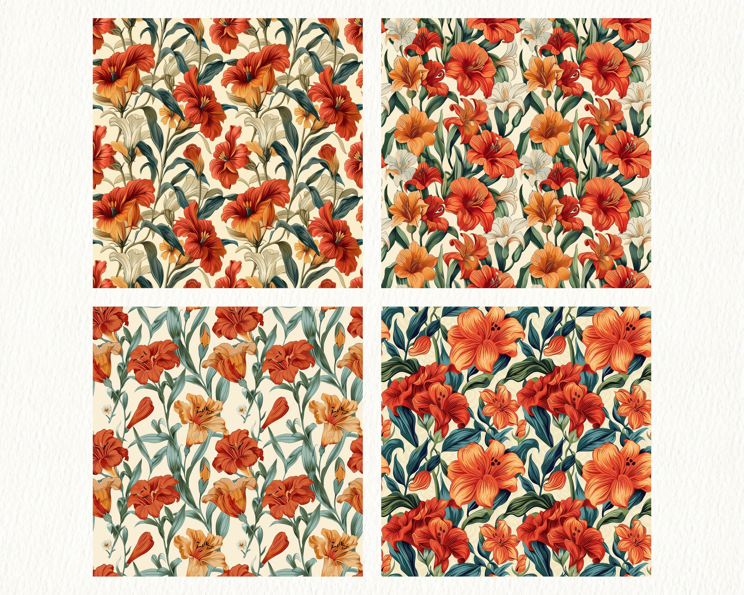 Peruvian Blooms Pattern Seamless Digital Papers Printable Scrapbook ...