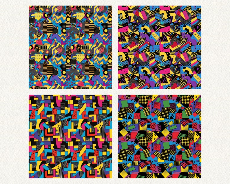 90s Pattern Tiles Pattern Seamless Digital Papers - Printable Scrapbook ...