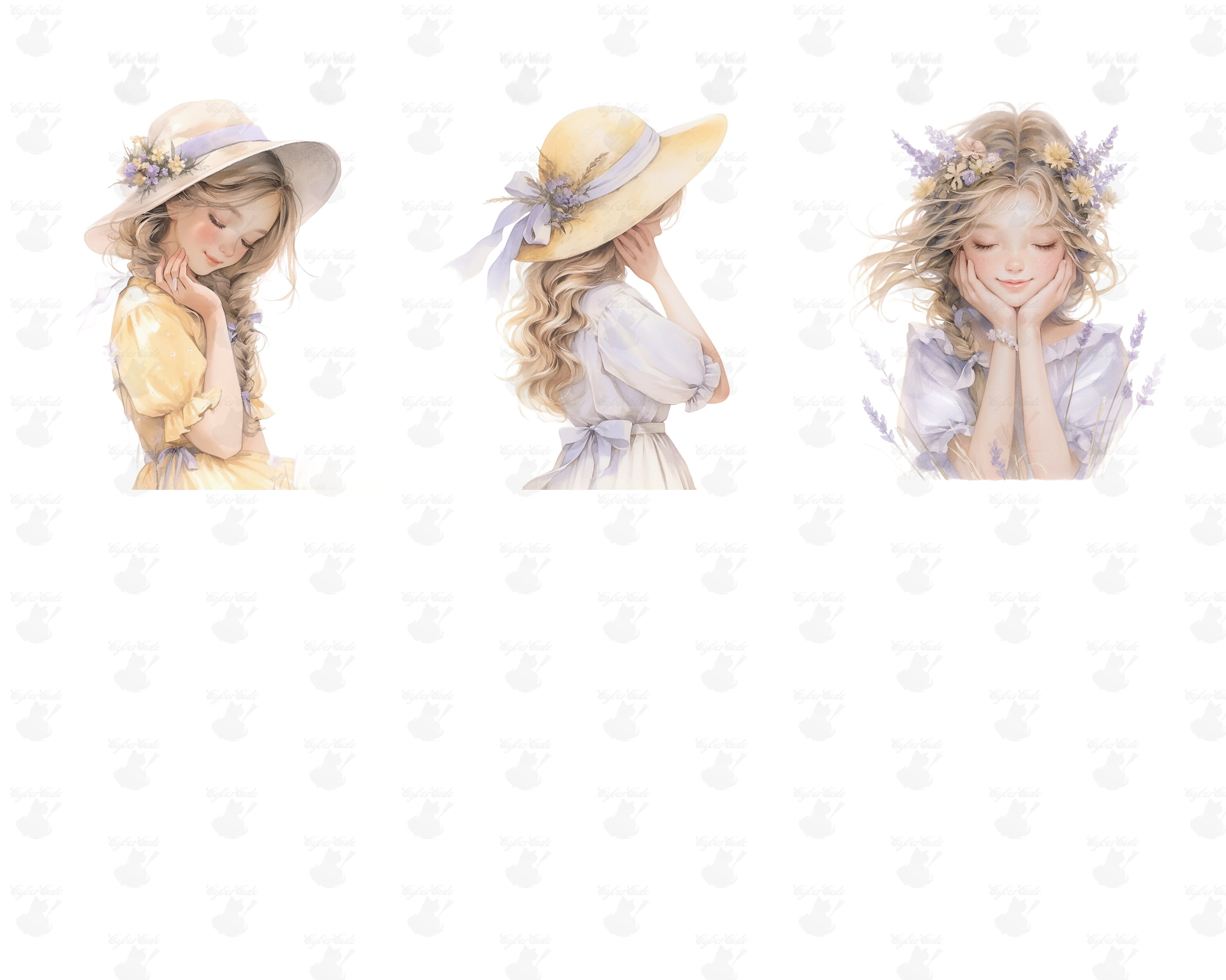 Watercolor Spring Girl Printable Clipart, Png Format, Transparent ...