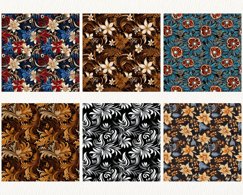 Batik Pattern Scrapbook Papers, Seamless Printable Patterns, Instant ...