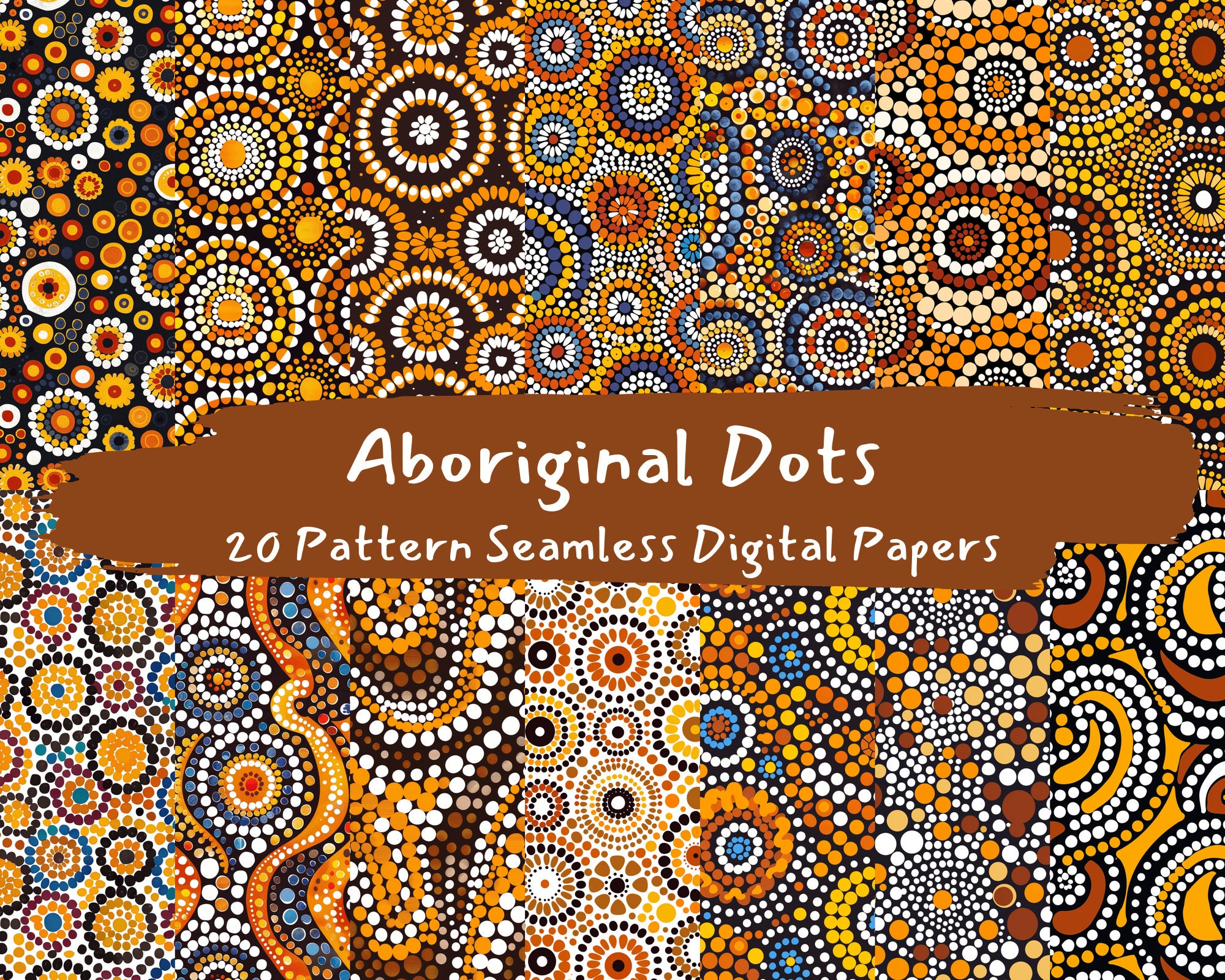 Aboriginal Dots 2 Pattern Seamless Digital Papers - Printable Scrapbook ...