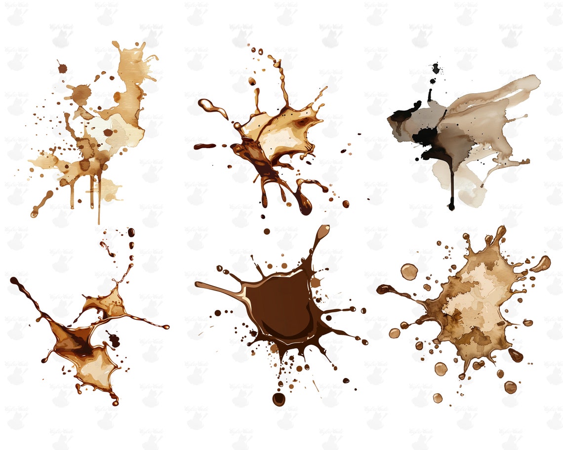 Coffee Stain Digital Printable Clipart Bundle in PNG Format Transparent ...