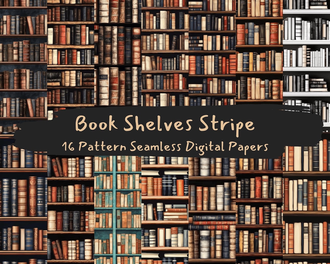 Book Shelves Stripe Pattern Seamless Digital Papers - Printable ...