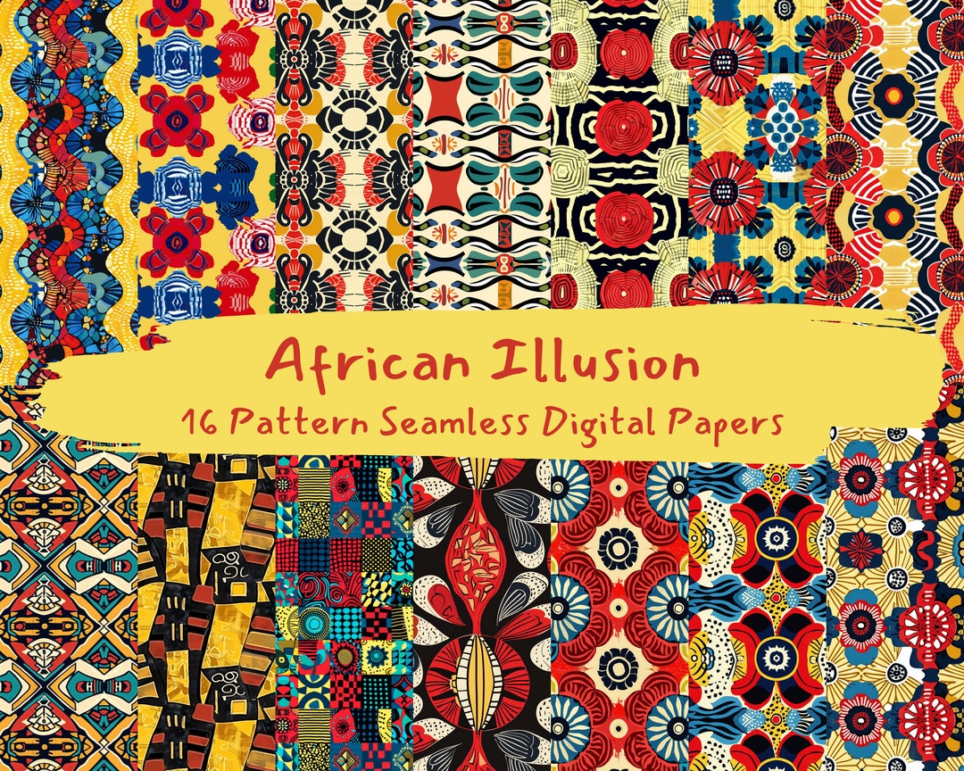 African Illusion Pattern Seamless Digital Papers - Printable Scrapbook ...
