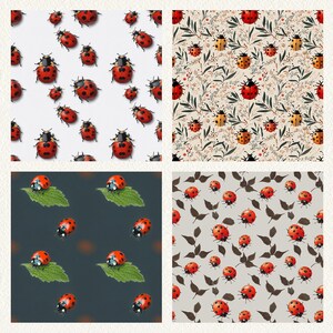 Red Ladybug Pattern Seamless Digital Papers - Printable Scrapbook Paper ...