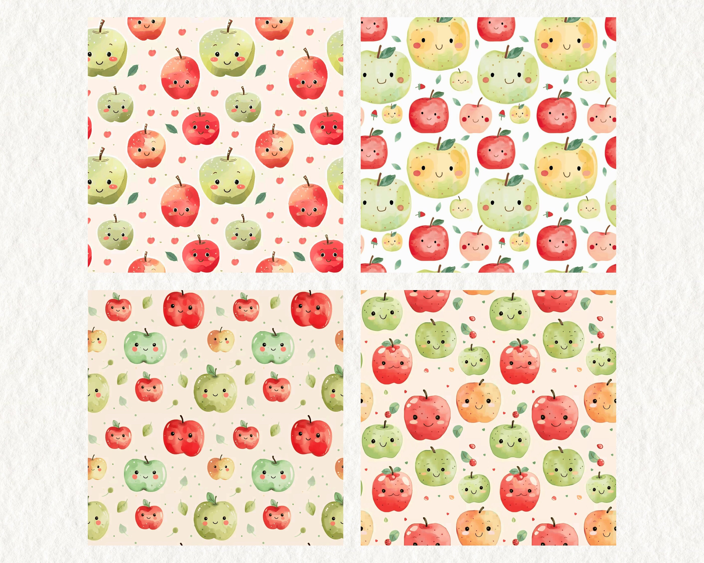 Watercolor Apples Pattern Seamless Digital Papers Printable Scrapbook ...