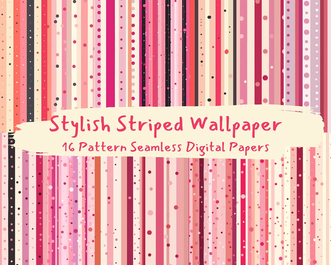 Stylish Striped Wallpaper Pattern Seamless Digital Papers - Printable ...