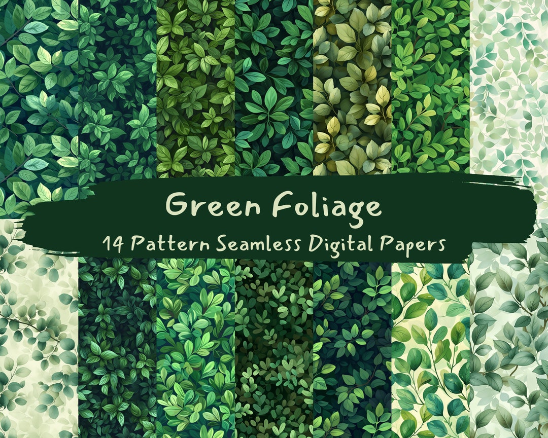 Green Foliage Pattern Seamless Digital Papers Printable Scrapbook Paper ...