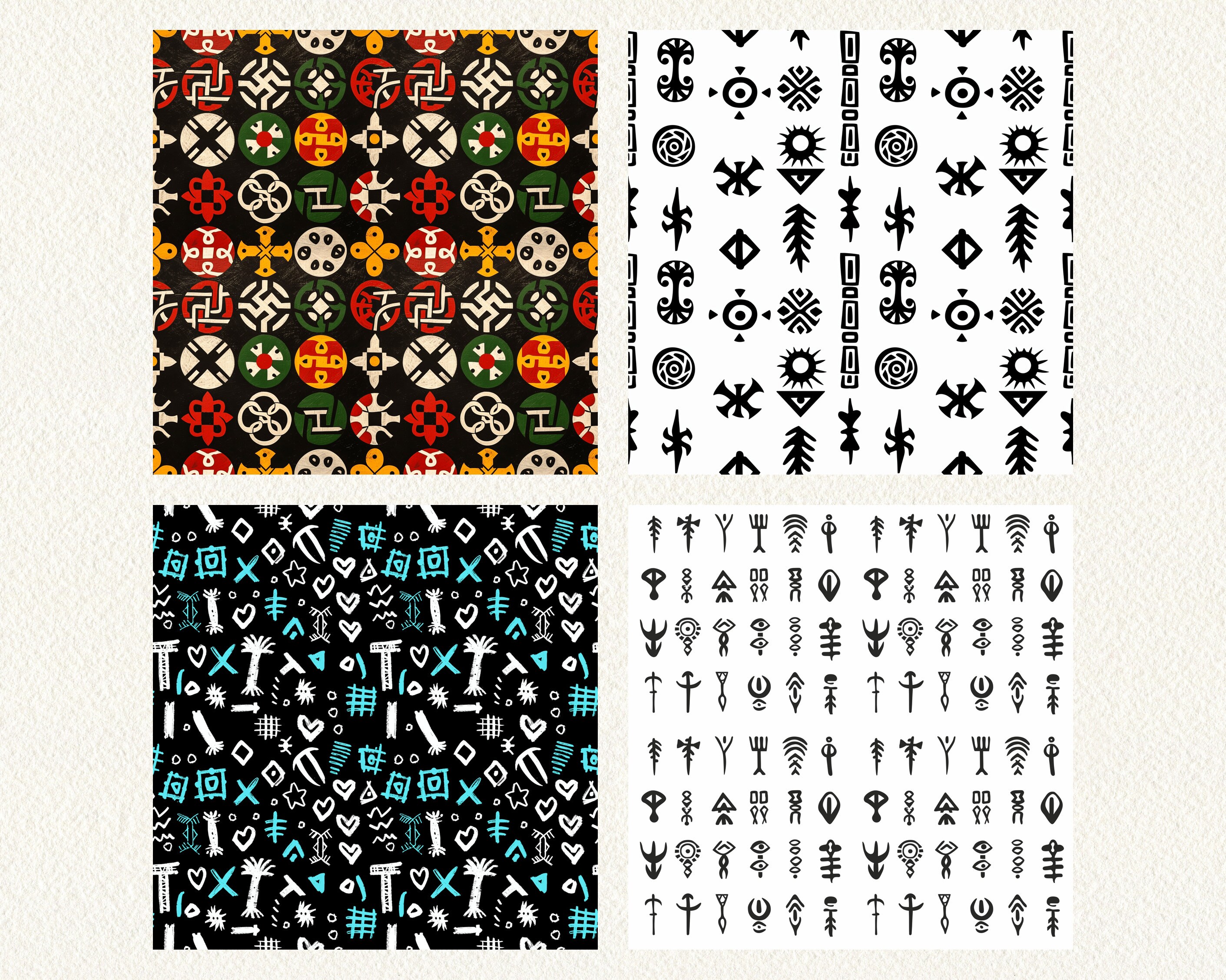 Adinkra Symbols Pattern Seamless Digital Papers Printable Scrapbook ...