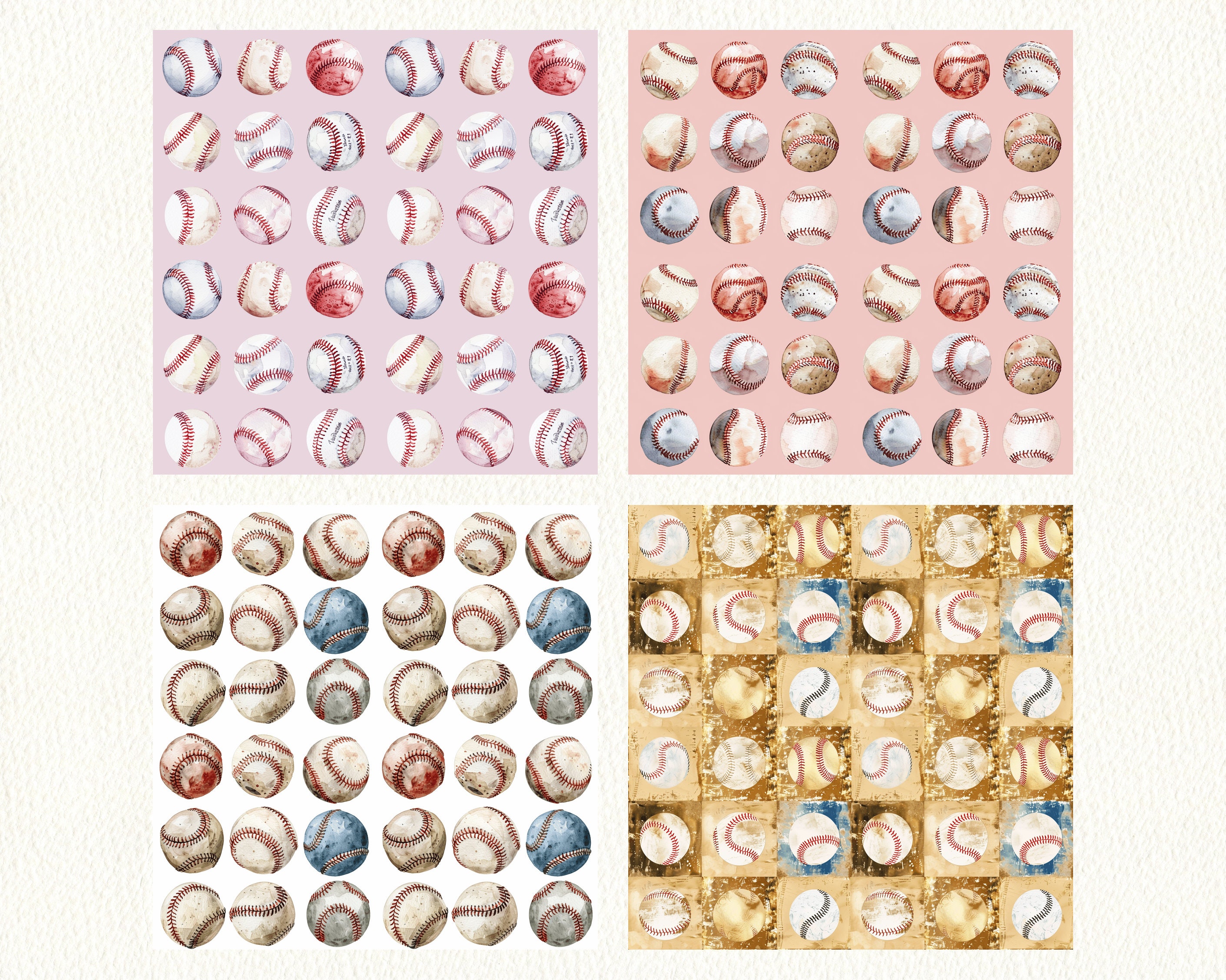 1980's Vintage Baseball Pattern Seamless Digital Papers Printable ...