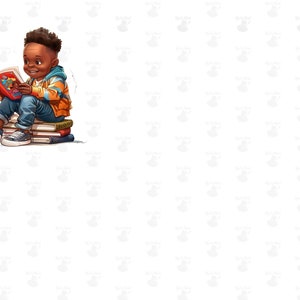 Black Kids Reading Printable Clipart, Png Format, Transparent ...