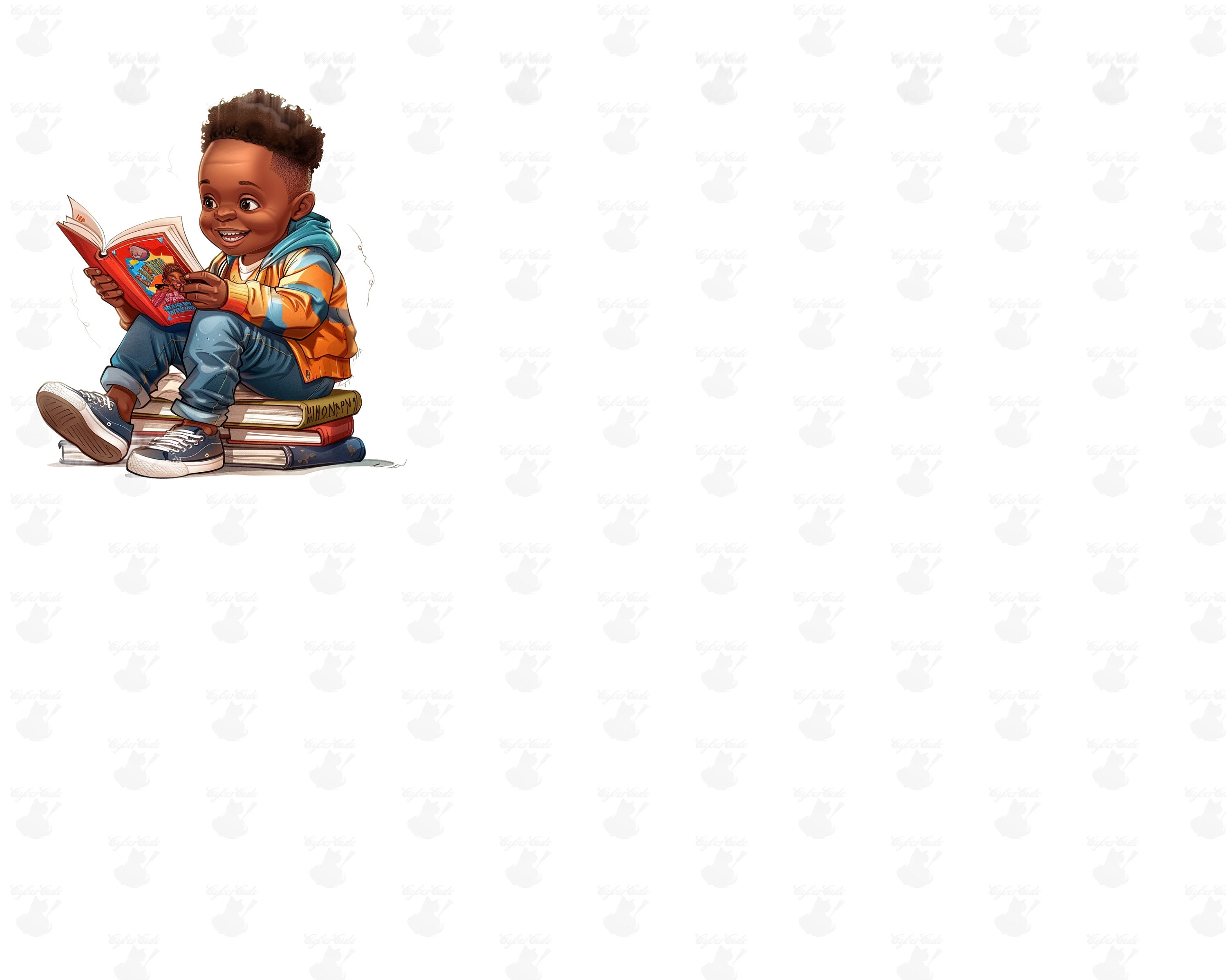 Black Kids Reading Printable Clipart, Png Format, Transparent ...