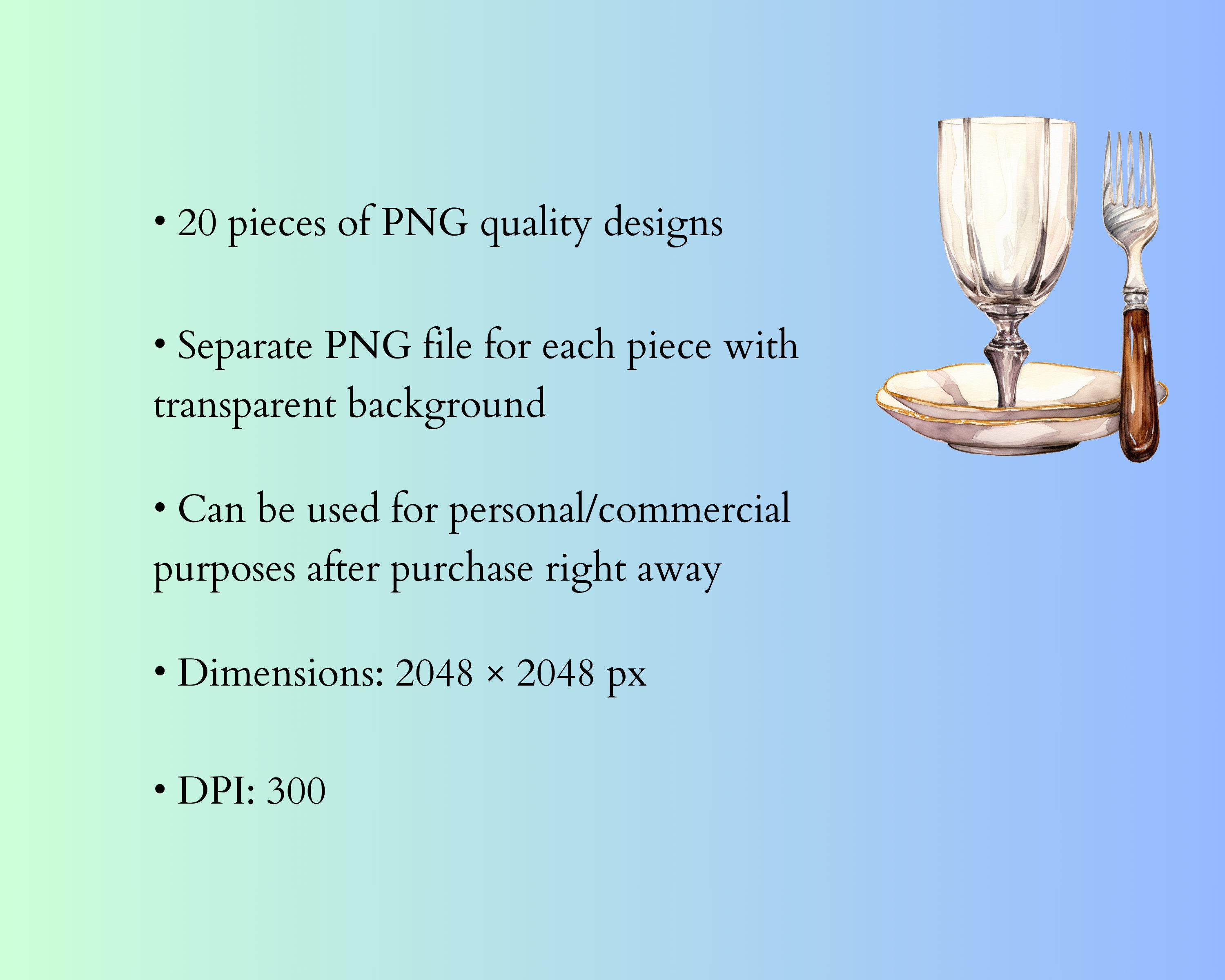 Silverware, Digital Printable Clip Art Graphics in PNG Format ...