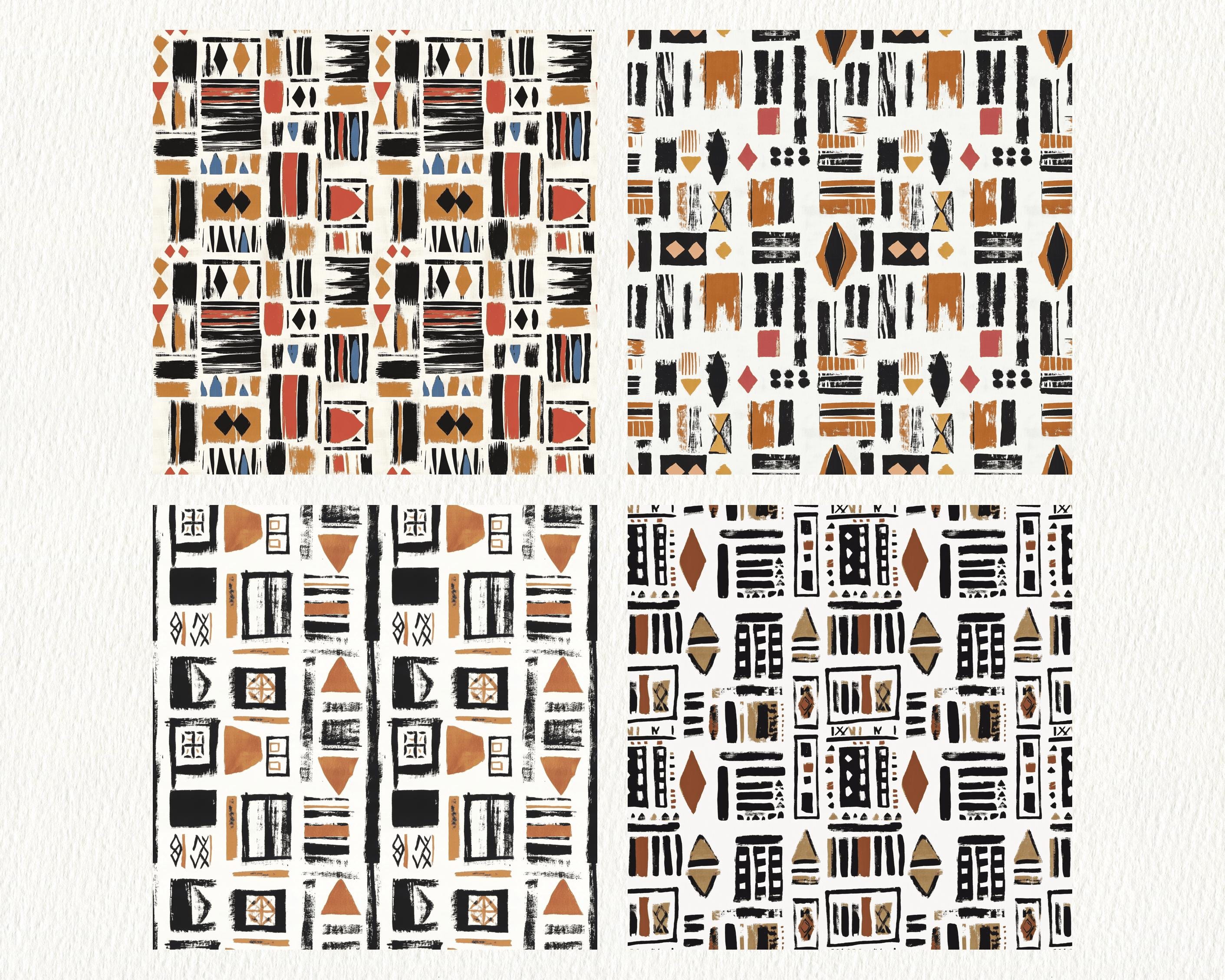 African Bogolan Mudcloth Pattern Seamless Digital Papers - Printable ...