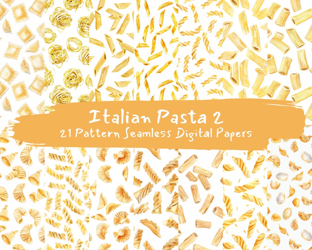Italian Pasta Pattern Seamless Digital Papers Printable Scrapbook Paper ...