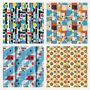 Geometric Pop Art Pattern Seamless Digital Papers - Printable Scrapbook ...