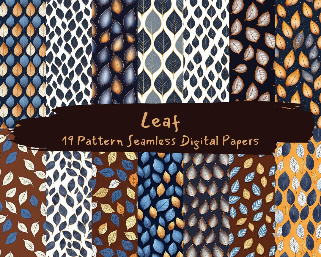 Leaf Pattern Seamless Digital Papers - Printable Scrapbook Paper Png ...