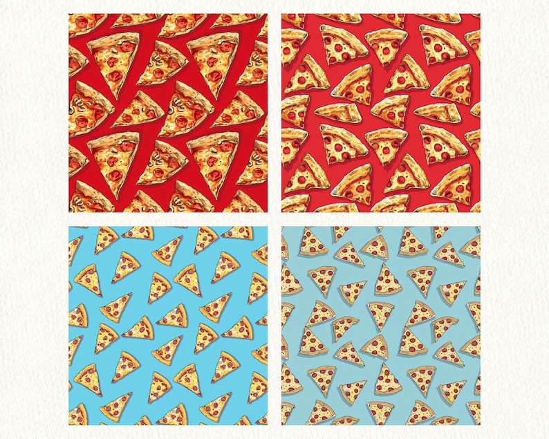 Pizza Party Pattern Seamless Digital Papers - Printable Scrapbook Paper ...