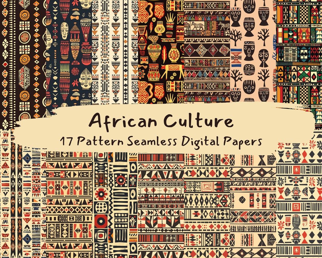 African Culture Pattern Seamless Digital Papers - Printable Scrapbook ...