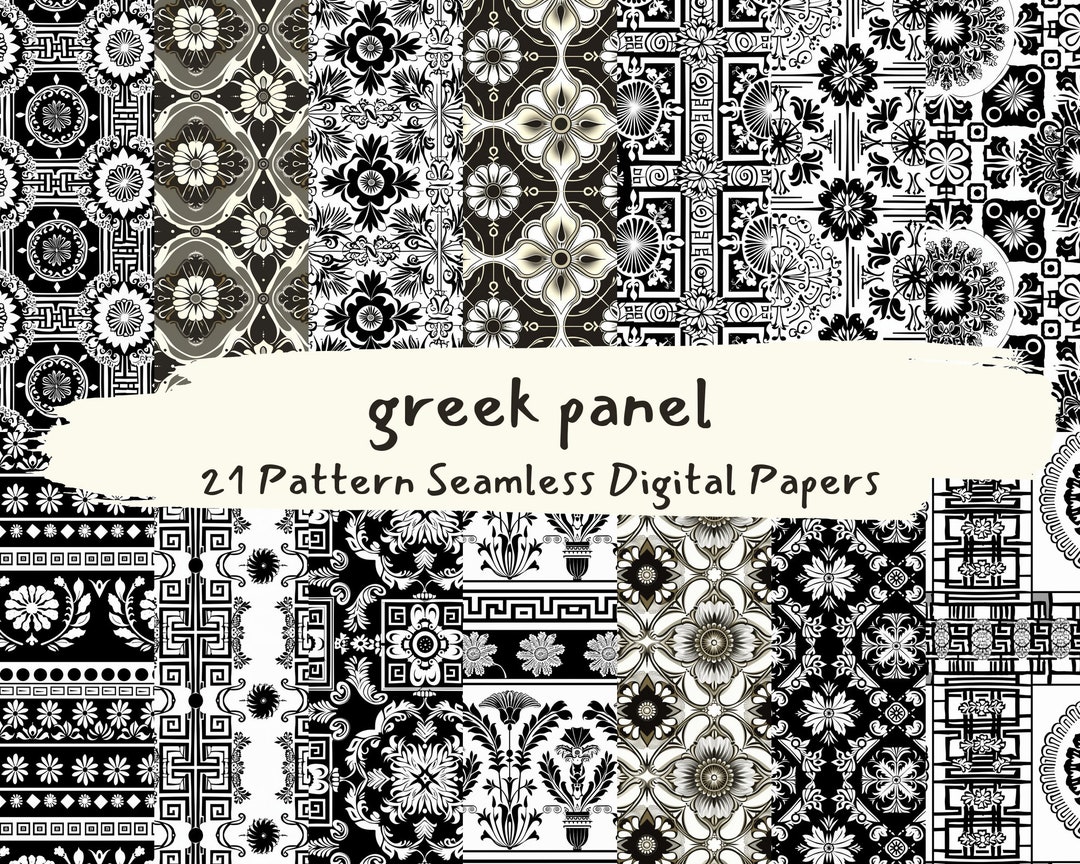 Greek Panel Pattern Seamless Digital Papers - Printable Scrapbook Paper ...
