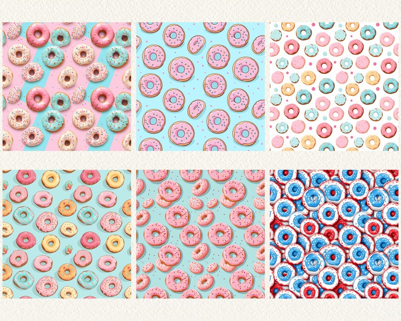 Donut Party Pattern Seamless Digital Papers Tile Patterns Printable ...
