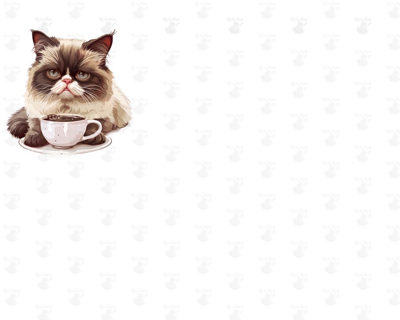 Grumpy Cat Coffee Digital Printable Clipart Bundle in PNG Format ...
