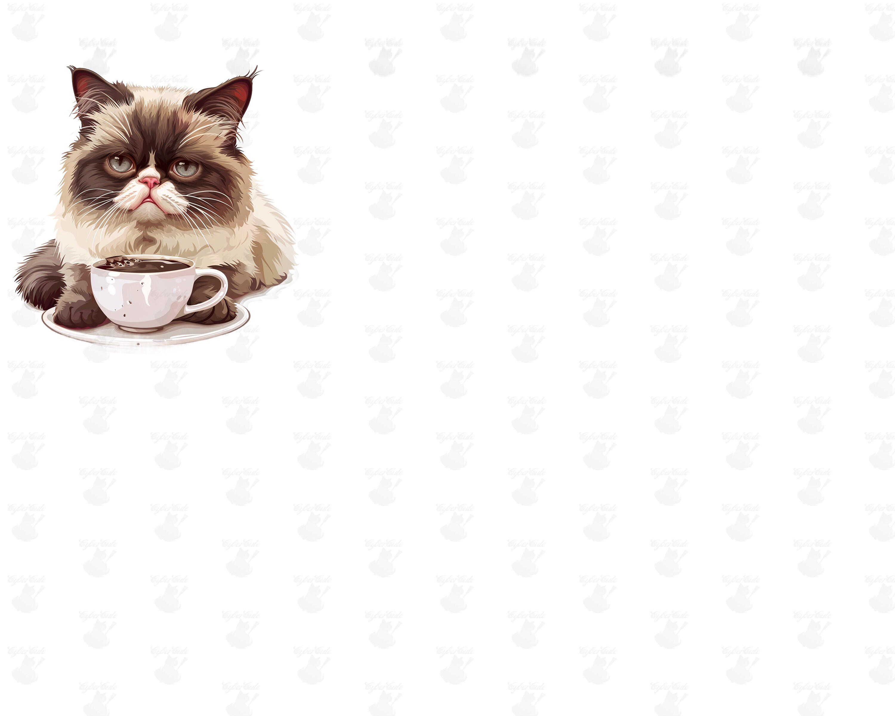 Grumpy Cat Coffee Digital Printable Clipart Bundle in PNG Format ...