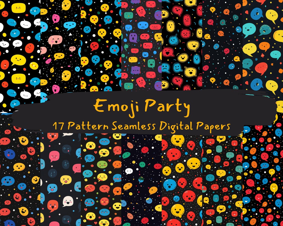 Emoji Party Pattern Seamless Digital Papers - Printable Scrapbook Paper ...