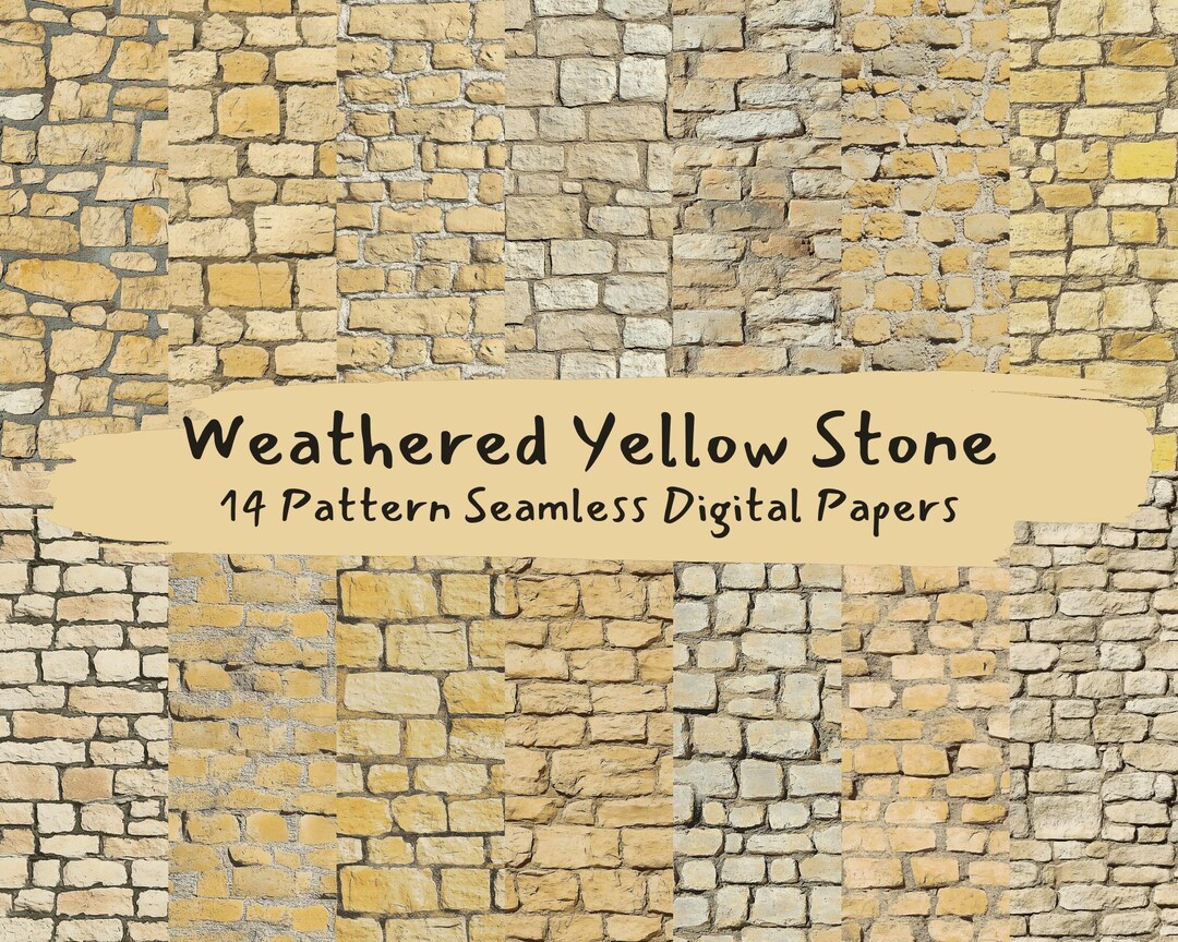Weathered Yellow Stone Pattern Seamless Digital Papers - Printable ...