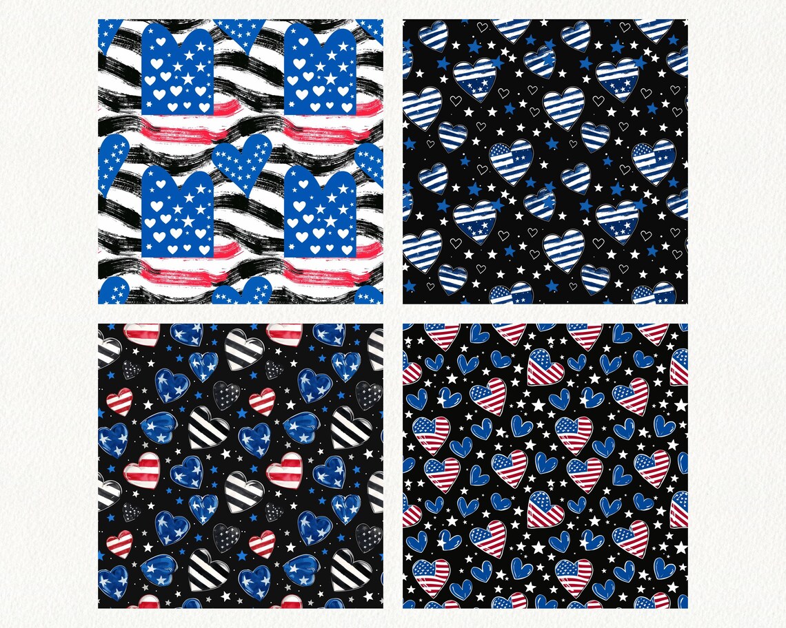 Police Tribute Pattern Seamless Digital Papers - Printable Scrapbook ...