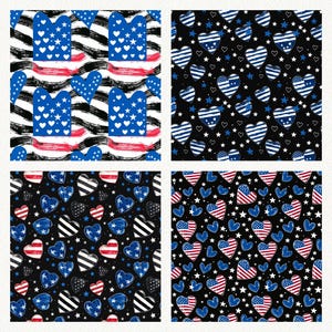 Police Tribute Pattern Seamless Digital Papers - Printable Scrapbook ...