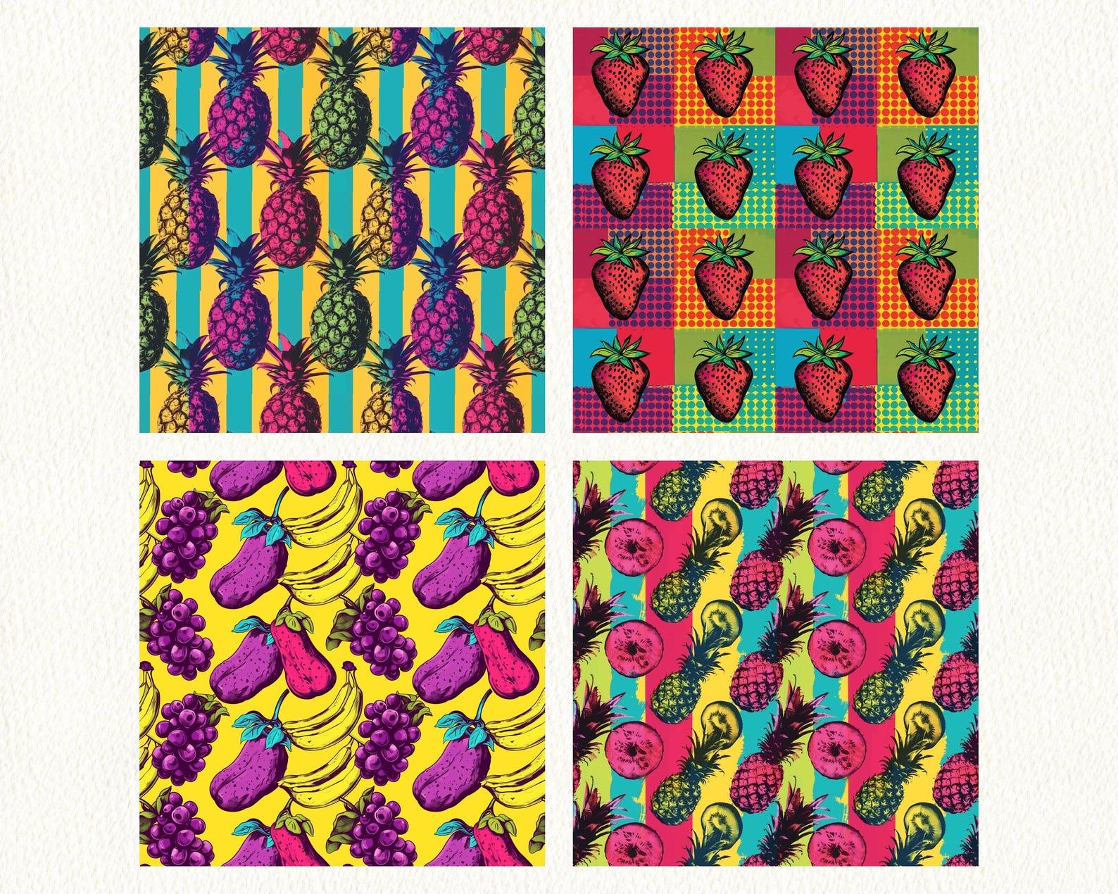 Fruit Pop Art Pattern Seamless Digital Papers Printable Scrapbook Paper ...