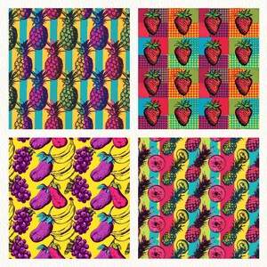 Fruit Pop Art Pattern Seamless Digital Papers - Printable Scrapbook ...