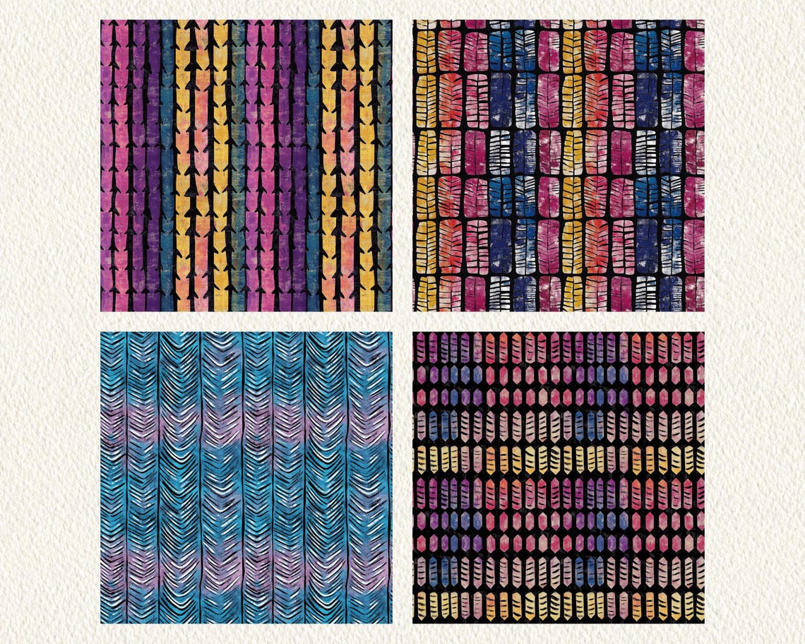 African Lagos Batik Pattern Seamless Digital Papers - Printable ...