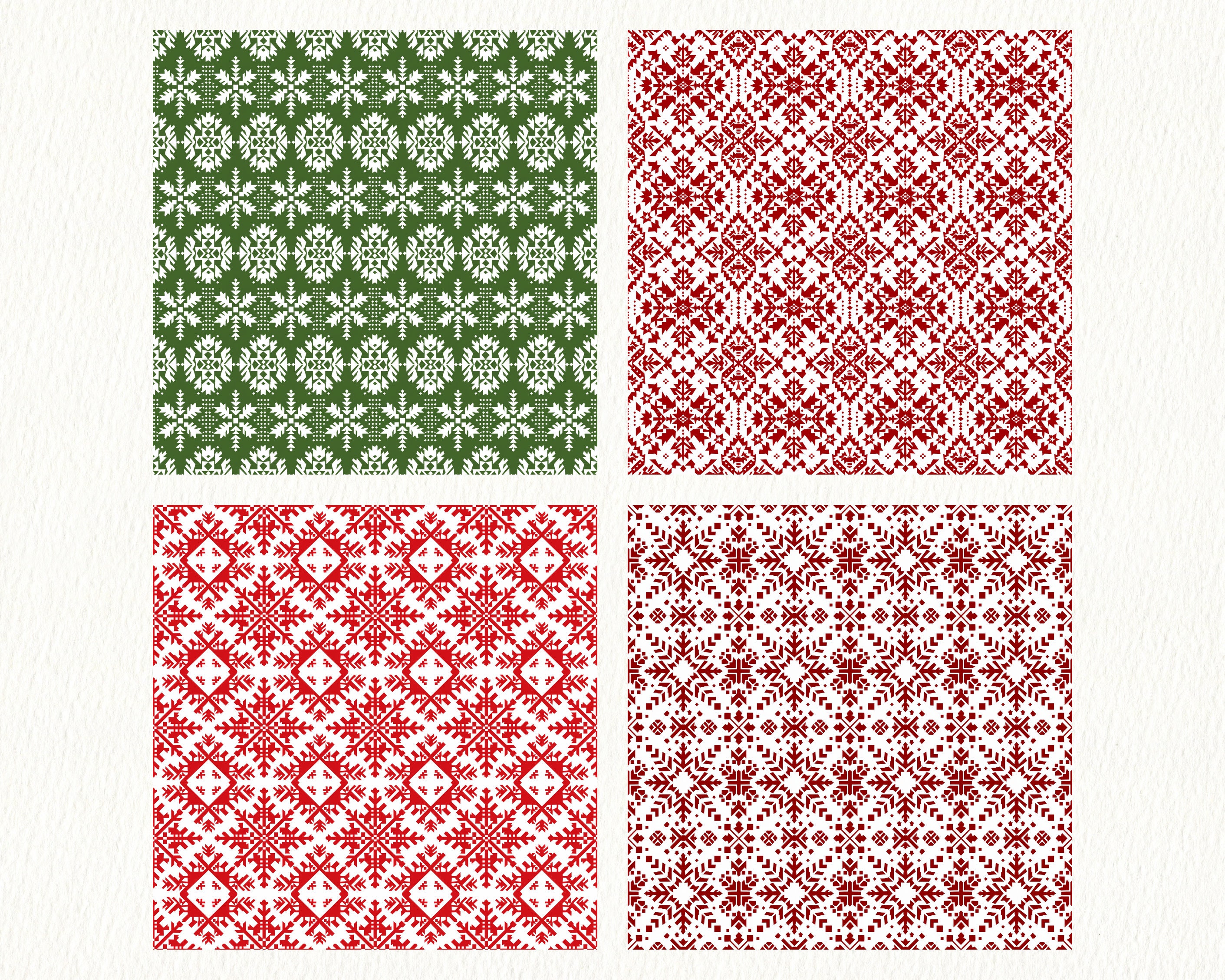 Nordic Christmas Pattern Seamless Digital Papers - Printable Scrapbook ...