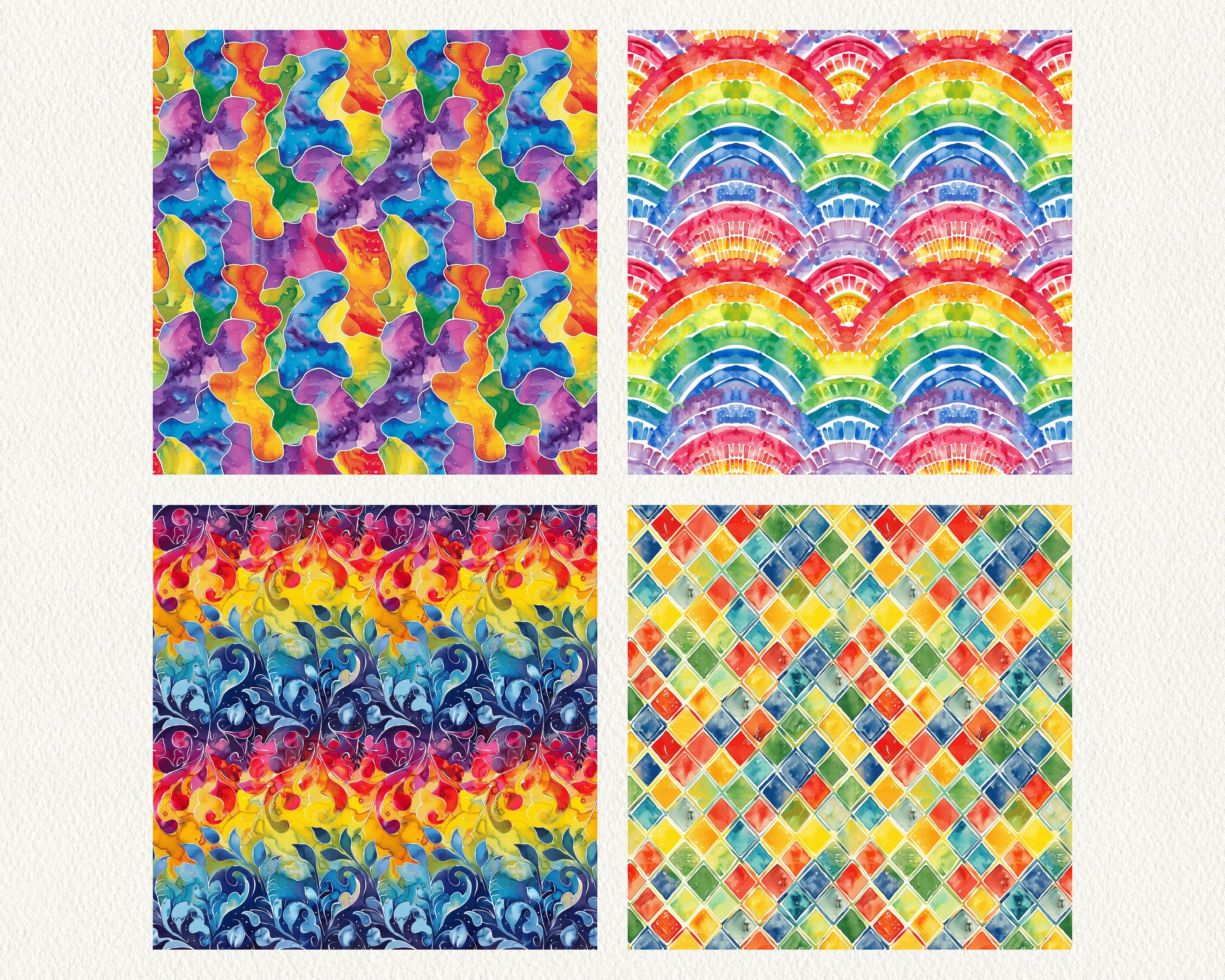Rainbow Batik Pattern Seamless Digital Papers - Printable Scrapbook ...
