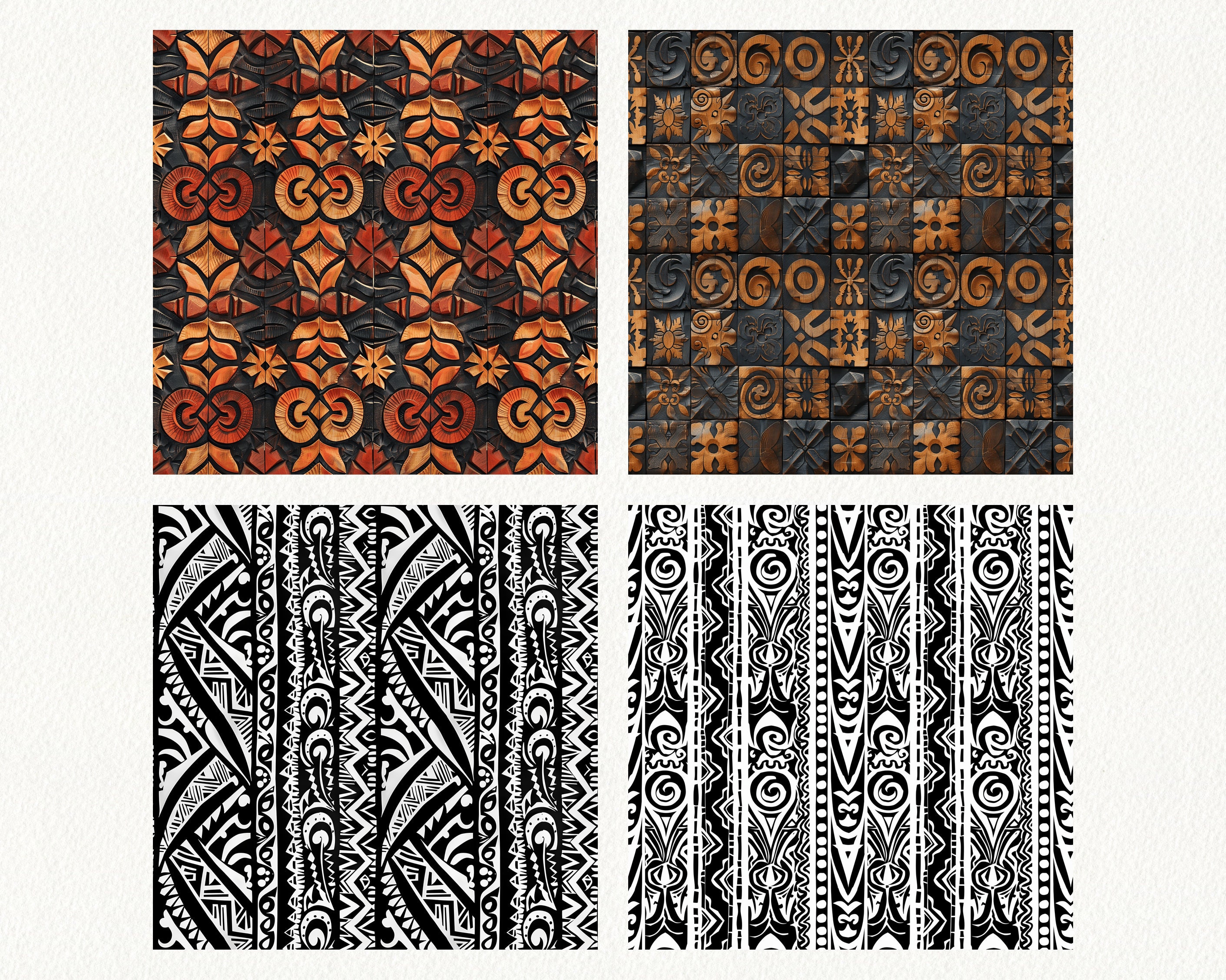 Polynesian Pattern Pattern Seamless Digital Papers - Printable ...