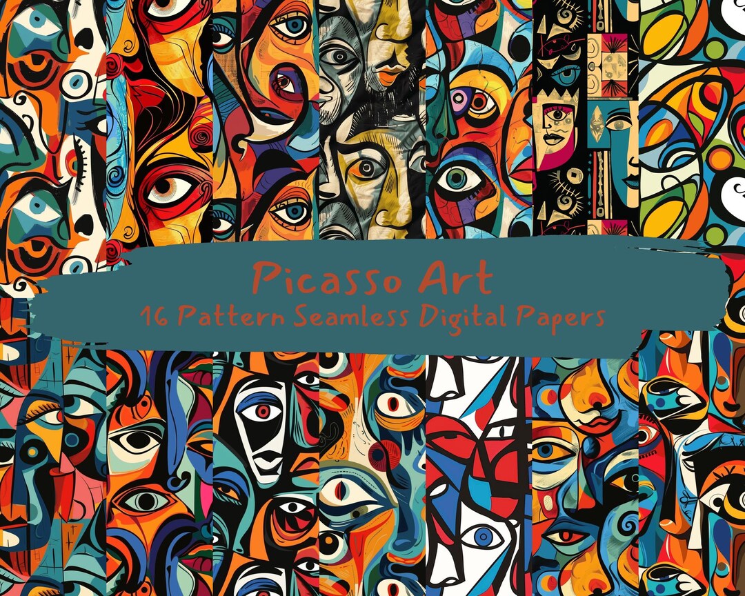 Picasso Art Pattern Seamless Digital Papers - Printable Scrapbook Paper ...