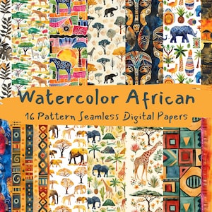 Watercolor African Pattern Seamless Digital Papers - Printable ...