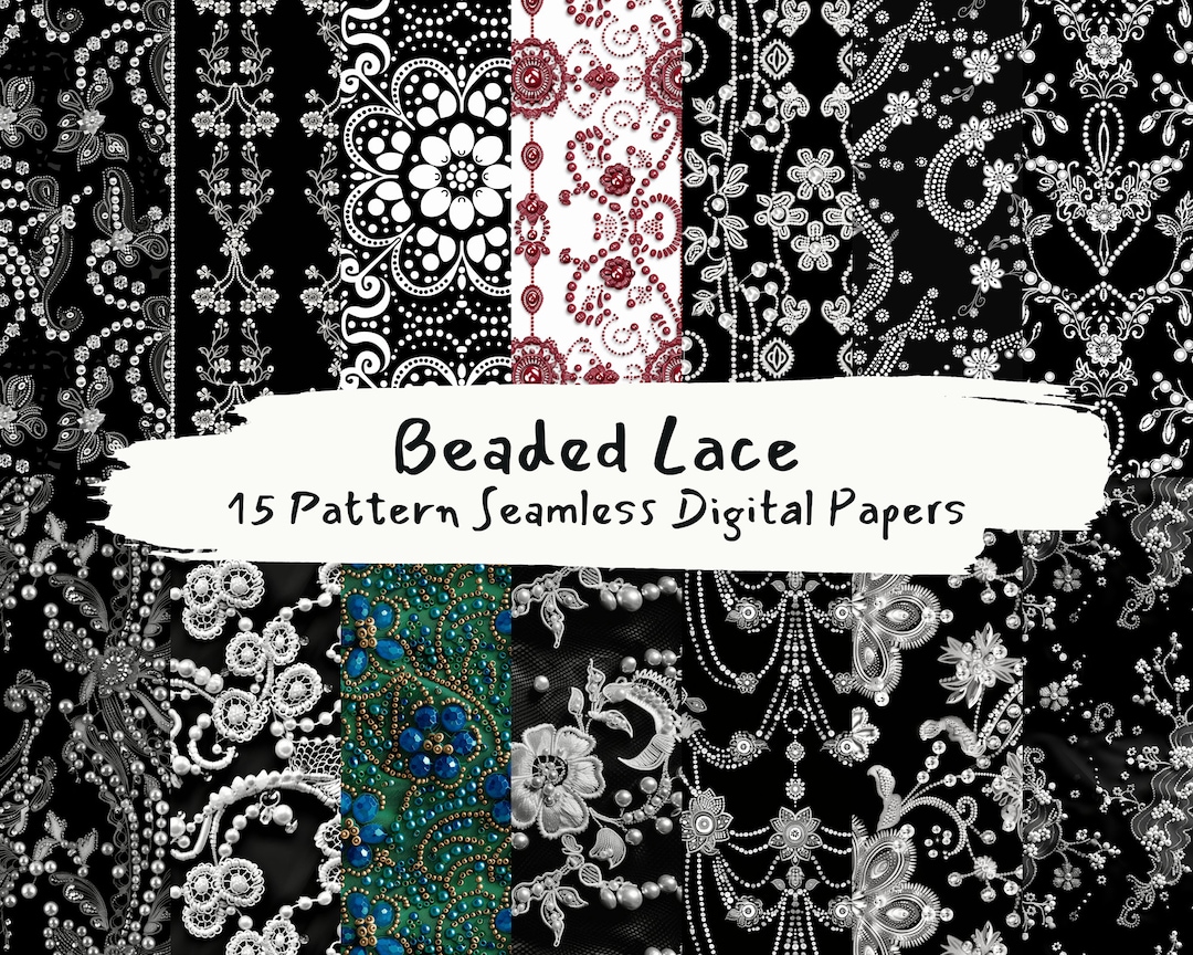 Beaded Lace Pattern Seamless Digital Papers - Printable Scrapbook Paper ...