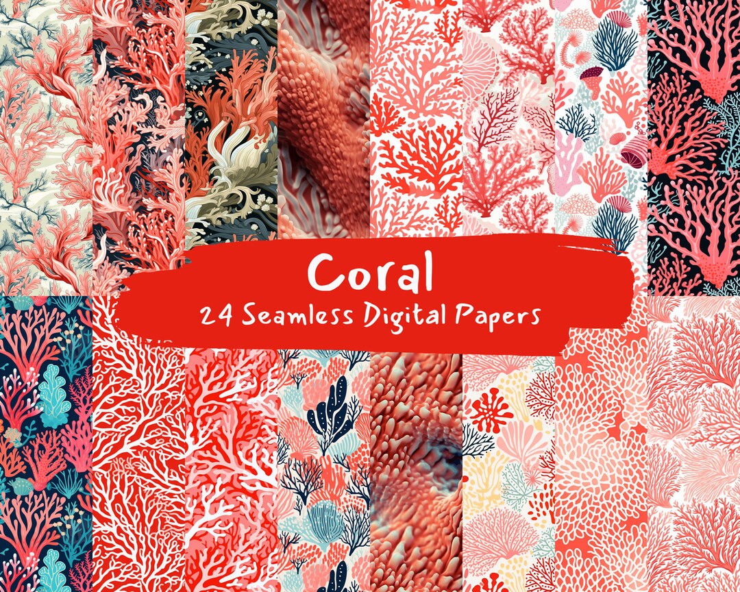 Coral Pattern Digital Papers - Seamless Tile Patterns Printable ...