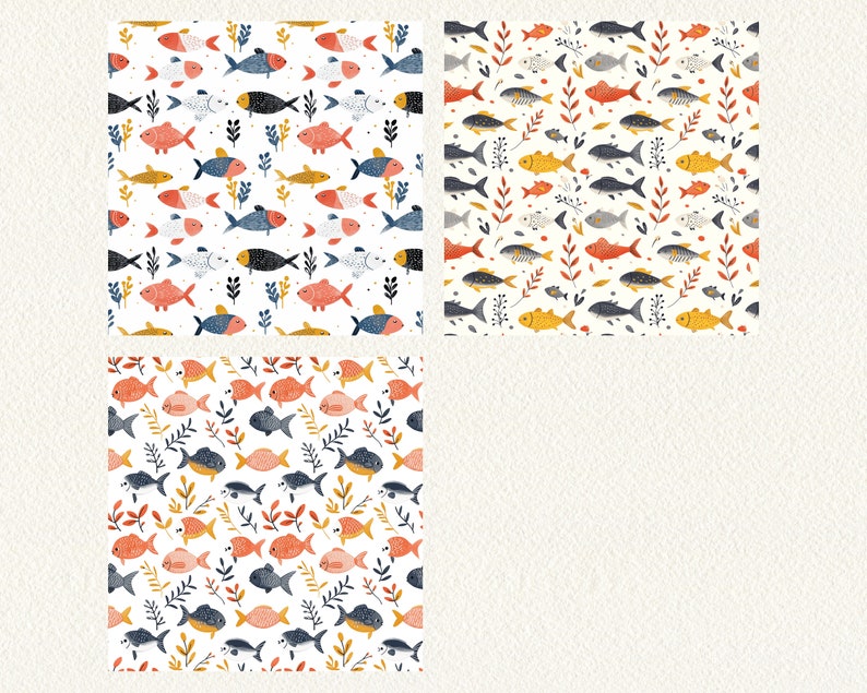 Cute Fish Pattern Seamless Digital Papers Tile Patterns Printable ...