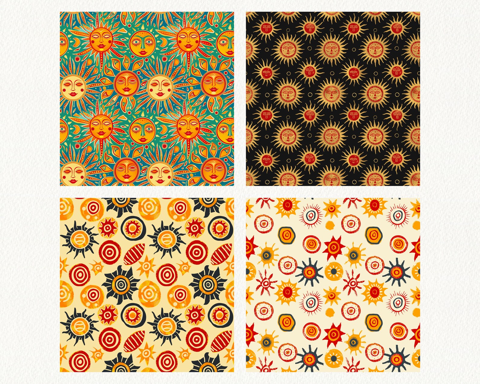 Ethnic Sun Symbols Pattern Seamless Digital Papers - Printable ...